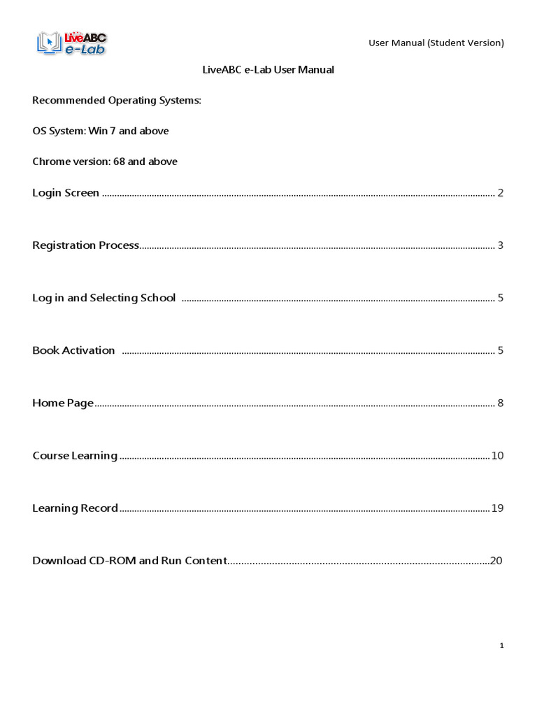 LiveABC E-Lab Student User Manual en | PDF