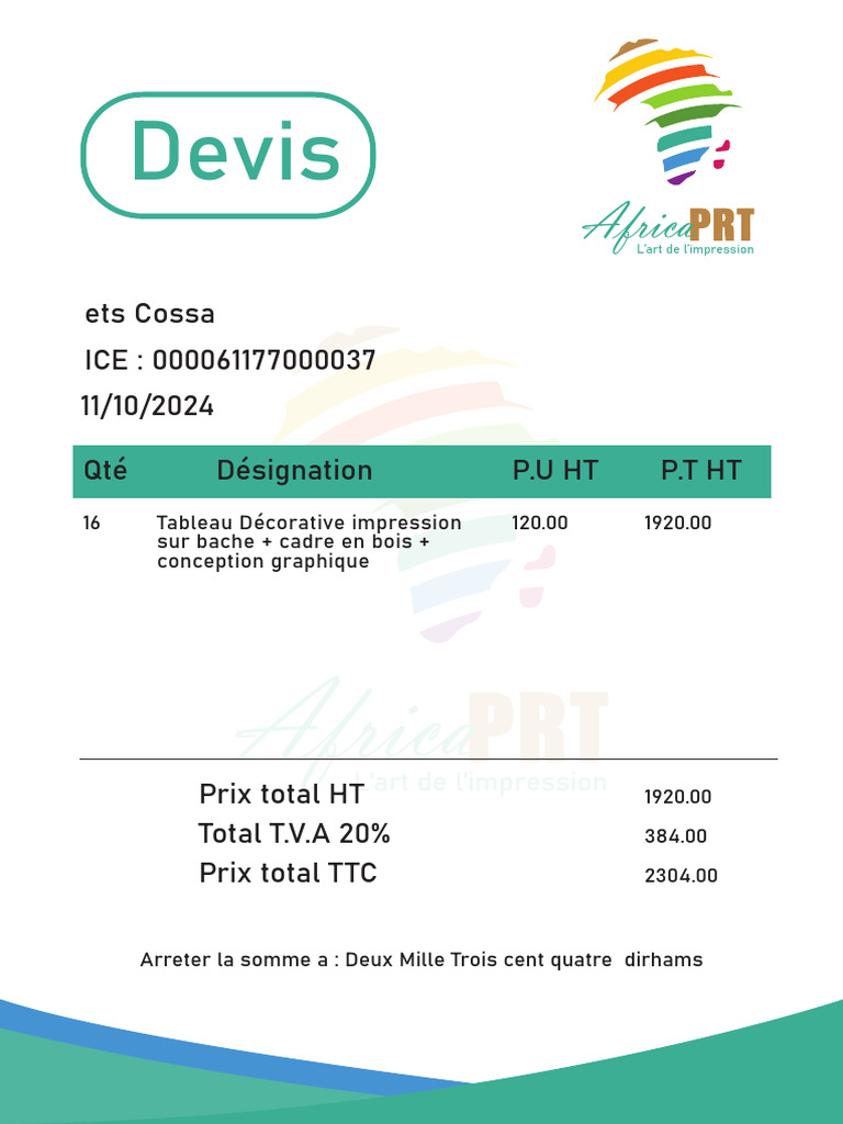 Devis Tableau Est Cossa | PDF