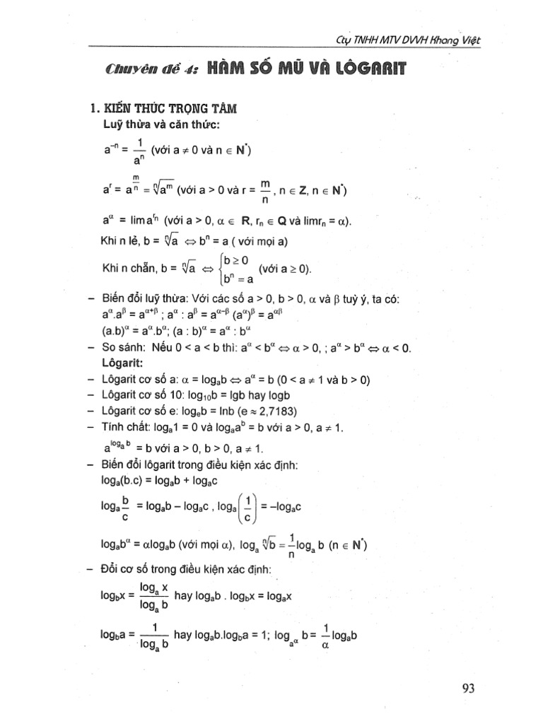 Lũy TH A - Mũ - Logarit | PDF