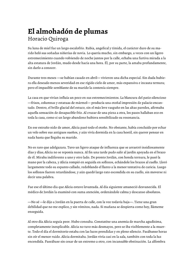El Almohadon de Plumas - Quiroga | PDF | Novela negra, policíaca y ...