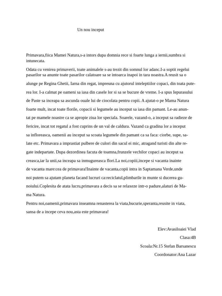 Un Nou Inceput | PDF