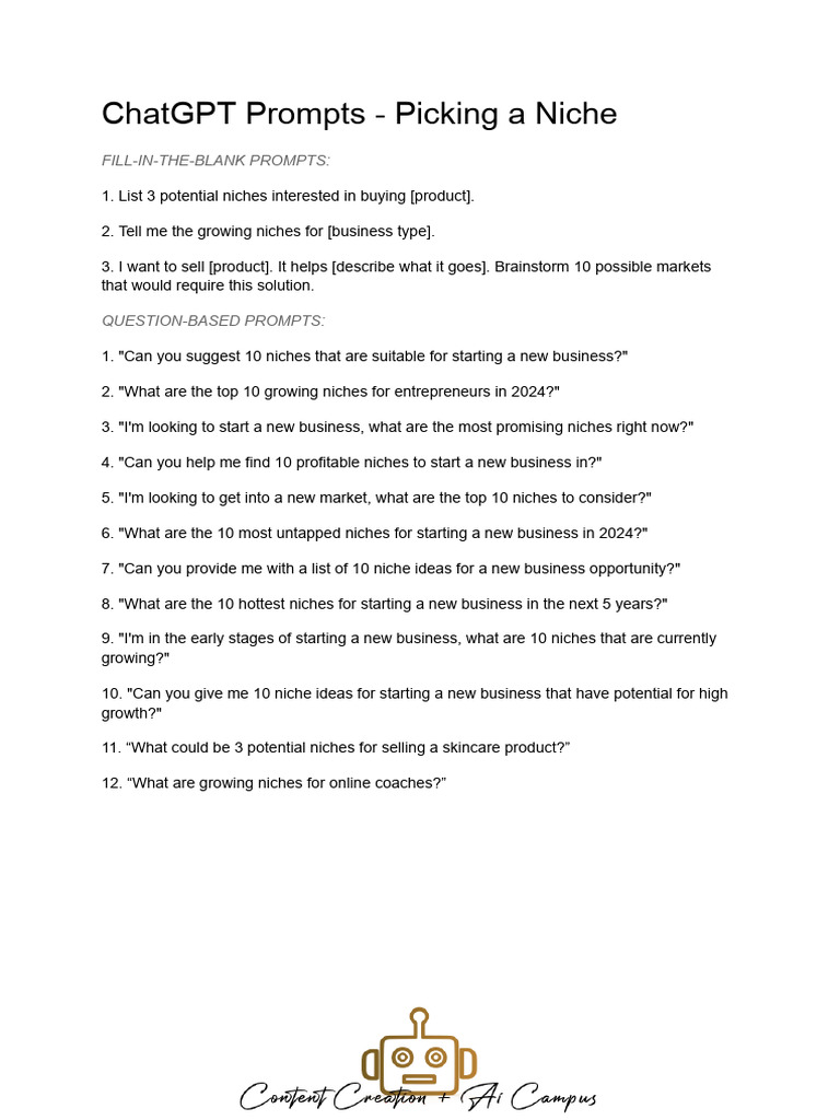Picking A Niche | PDF