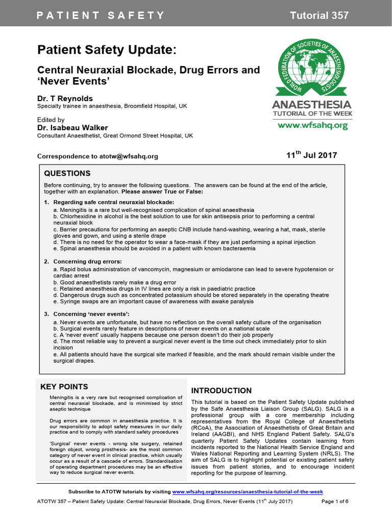 357 Patient Safety Update | PDF