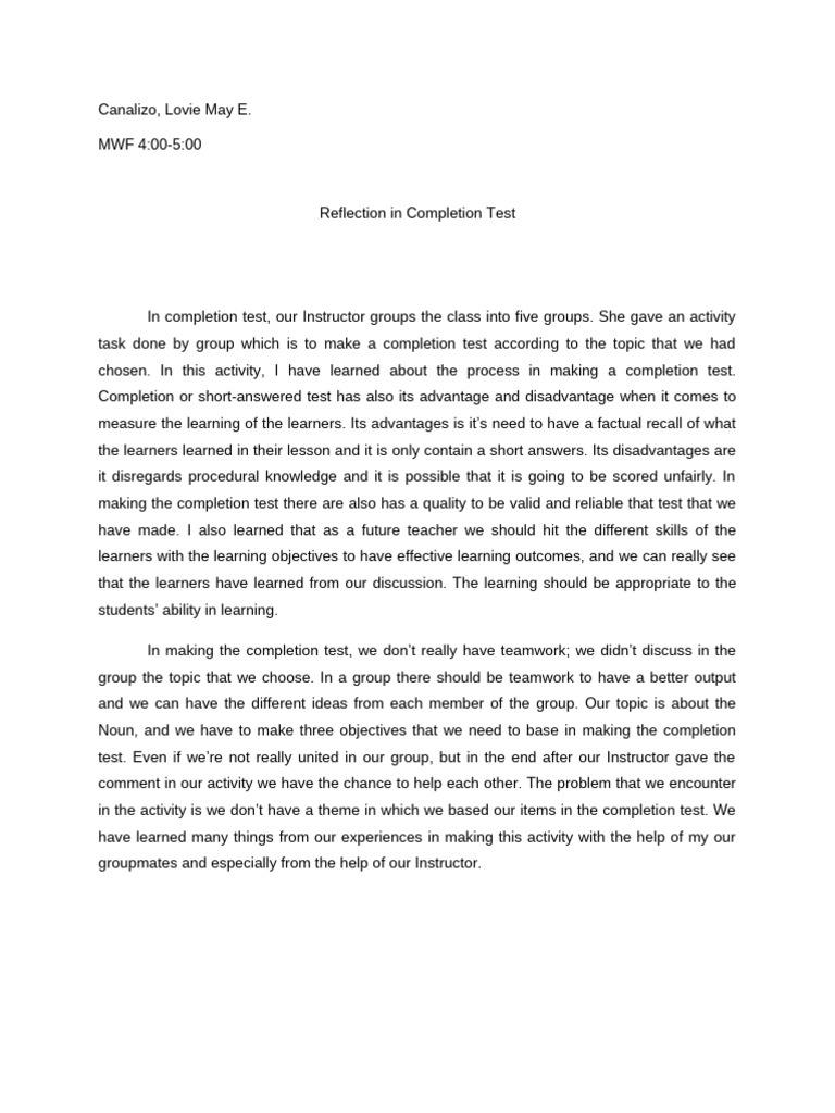 completion test | PDF