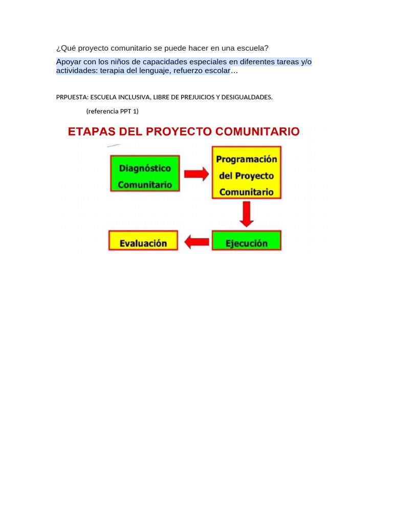 Qué Proyecto Comunitario Se Puede Hacer en Una Escuela | PDF | Escuelas ...