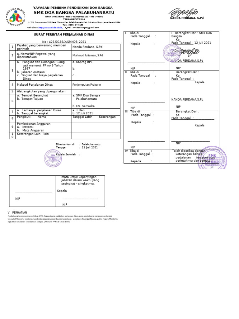 SPPD 008 Tahun 2019 | PDF