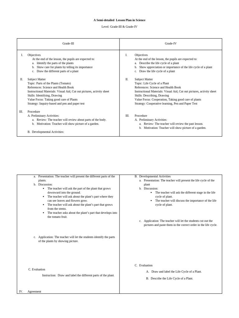 A Lesson Plan in Science | PDF