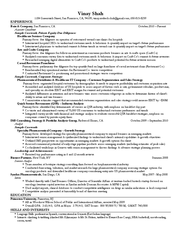 Resume Vinay Shah JLL | Fast Food Restaurants | Market Segmentation