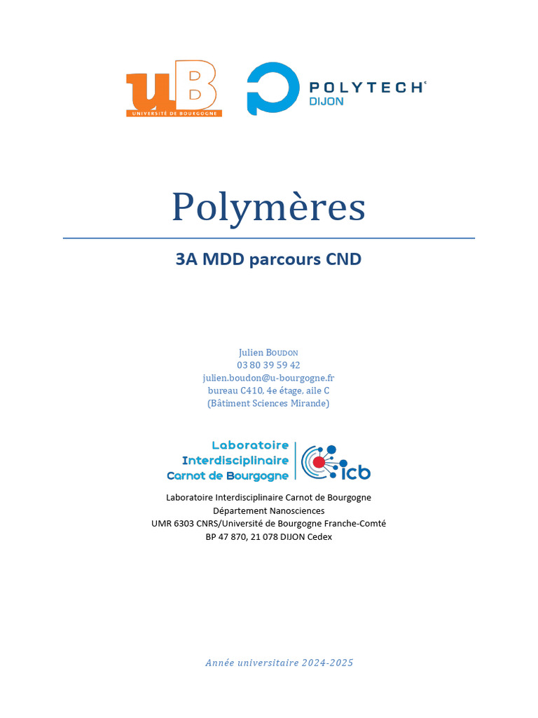 CND Cours Polymères 2024 | PDF