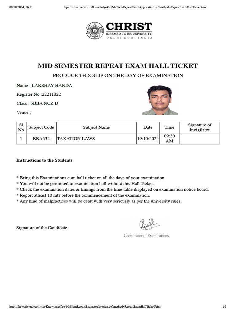 KP - Christuniversity.in KnowledgePro MidSemRepeatExamApplication - Do ...