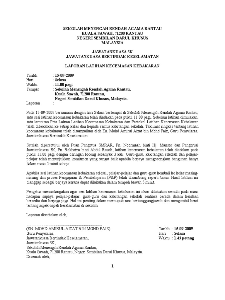 3K - Fire Drill - Laporan Fire-Drill 01 | PDF