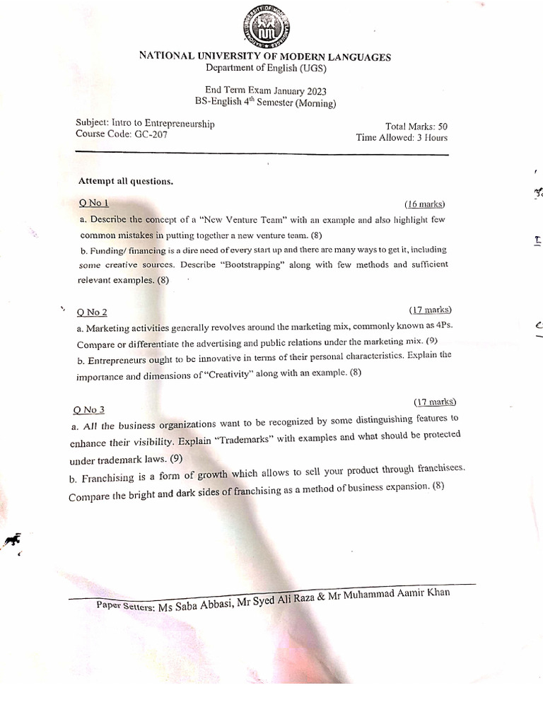 4th Mids and Final Papers | PDF