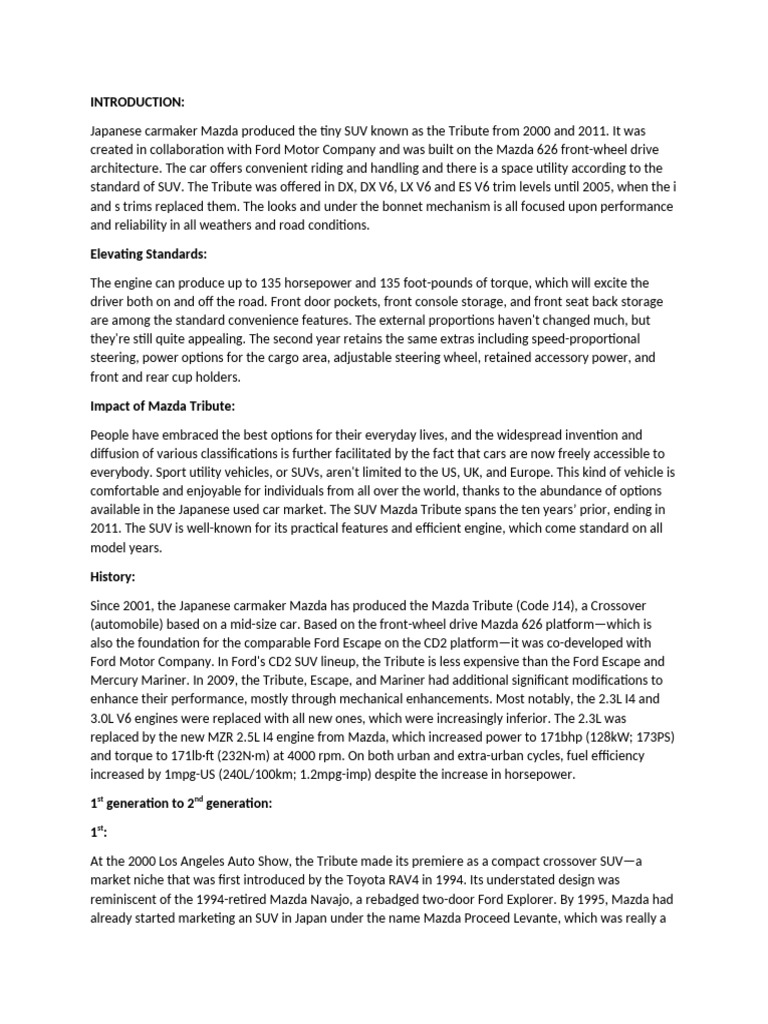 Mazda Tribute | PDF