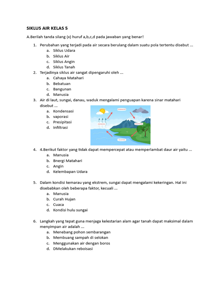 Siklus Air Kelas 5 Soal | PDF