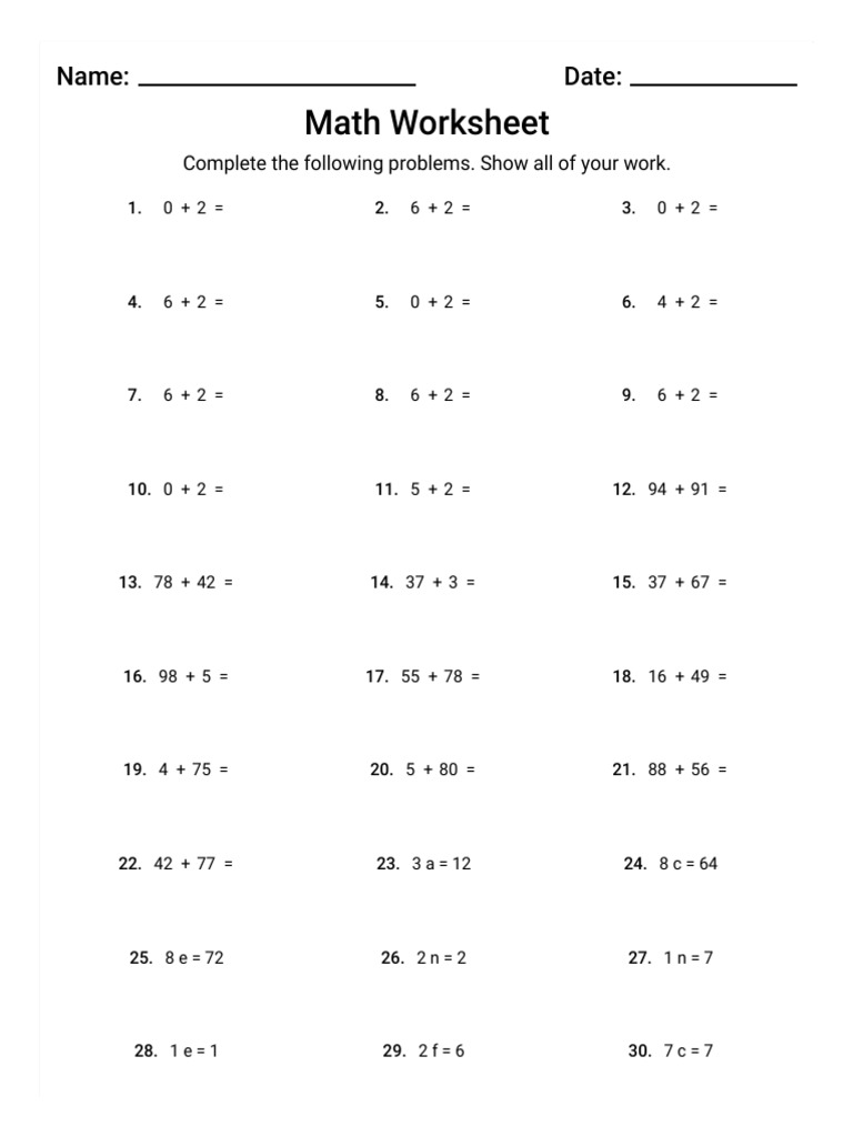 Custom Worksheet Generator - Math Goodies | PDF