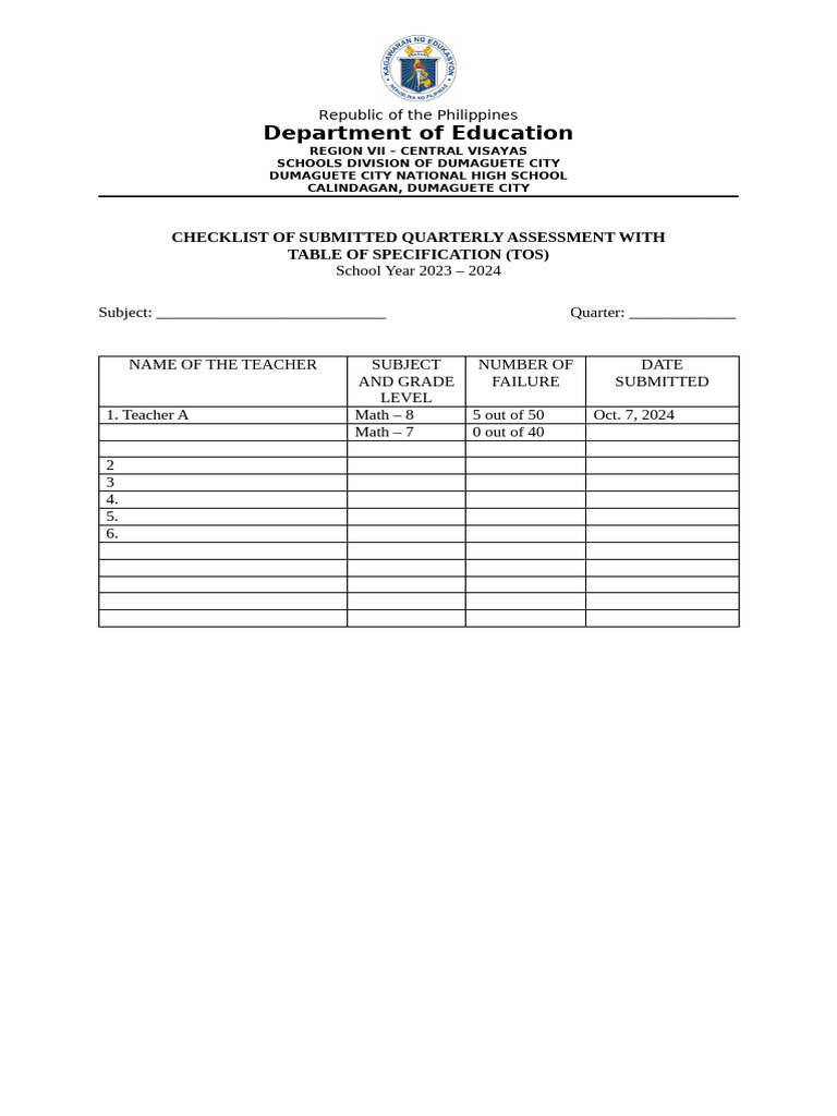 Checklist-Submitted-Gradesheet | PDF