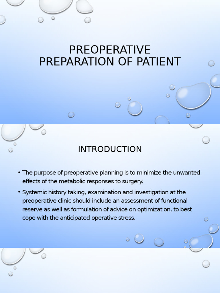 Preoperative Preparation | PDF