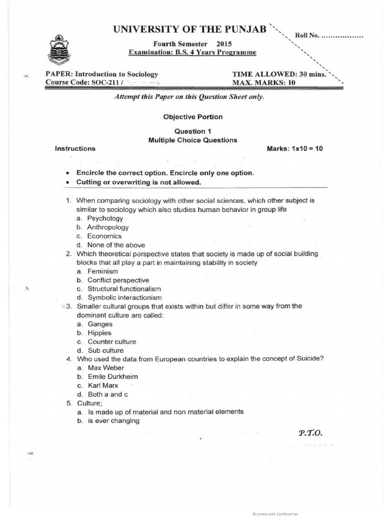 SOC-211 4th Sem | PDF