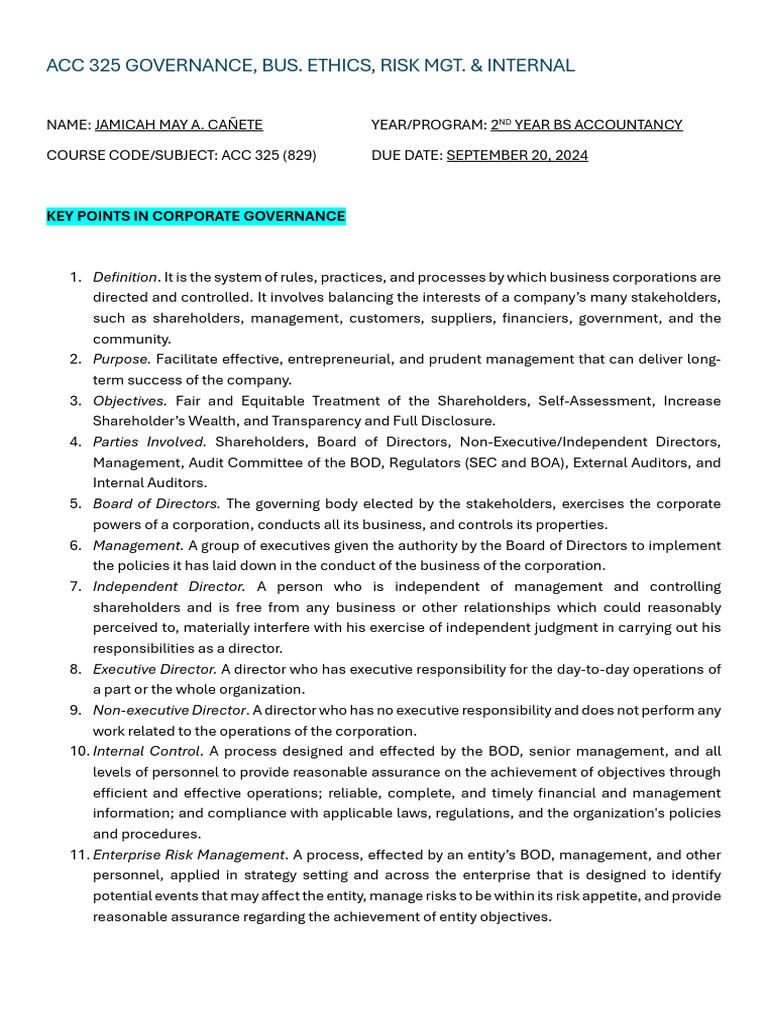 Acc 325 Key Points | PDF