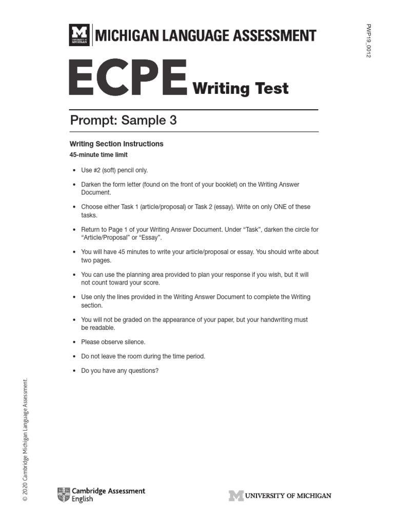 ECPE Sample Prompt 3 | PDF