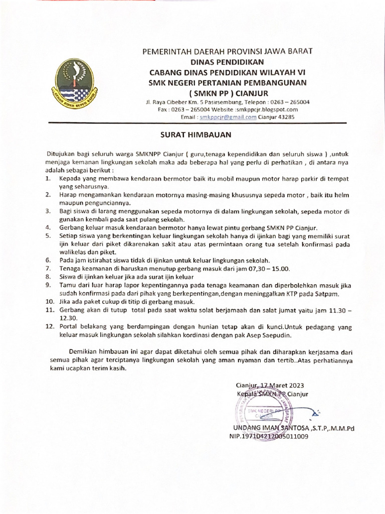 Surat Himbauan 1 | PDF