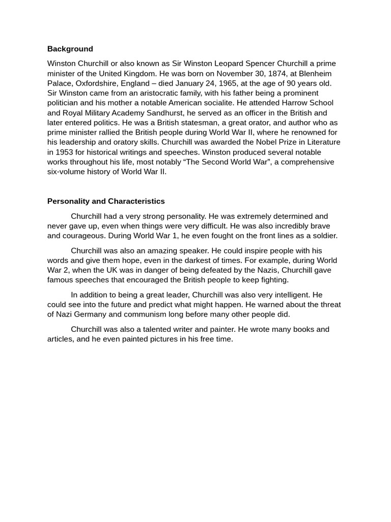 Background, Personality and Characteristics | PDF