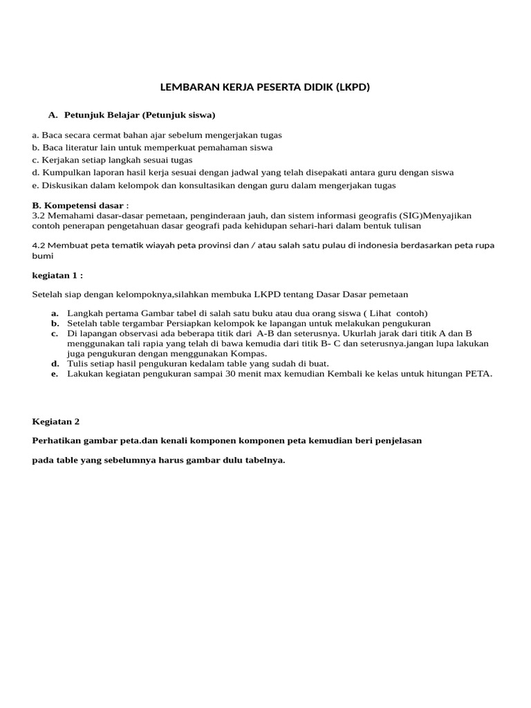 LKPD Dasar Dasar Pemetaan | PDF