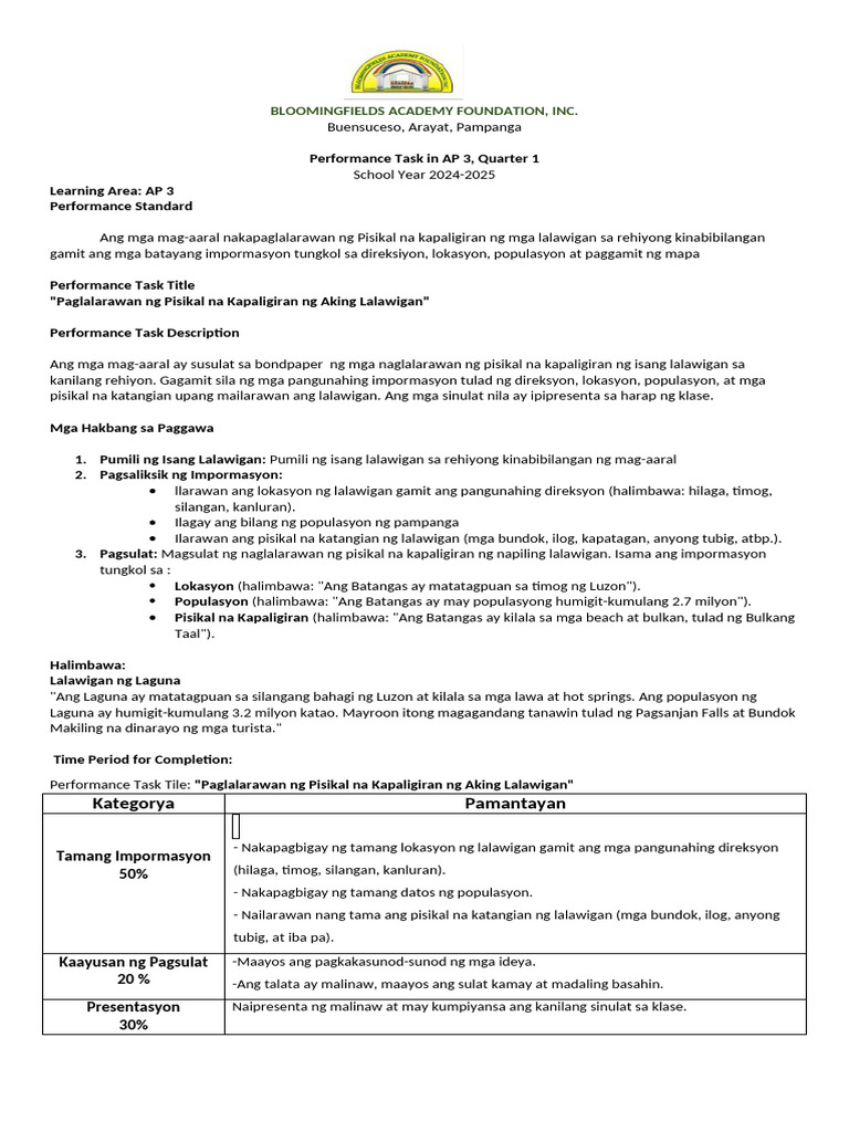 AP Peta (1st Quarter) | PDF
