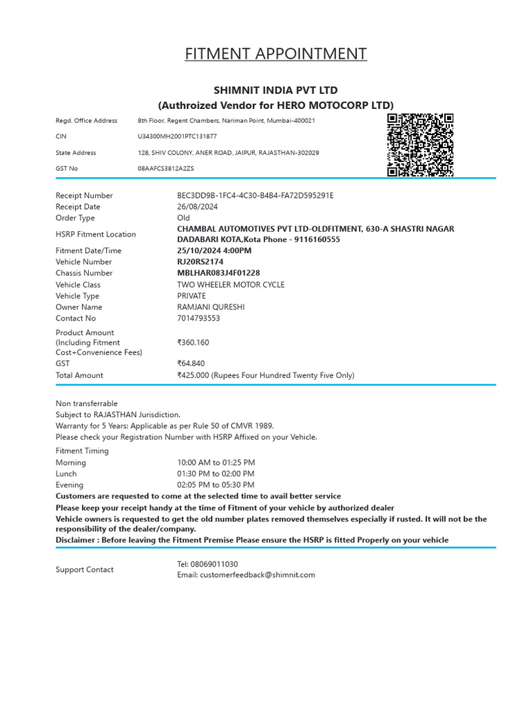 Payment Recipt | PDF