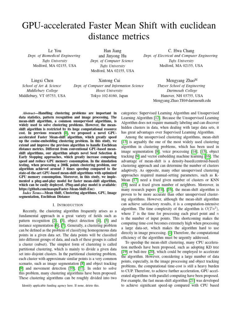 No03-GPU-accelerated Faster Mean Shift With Euclidean-Wcode | PDF
