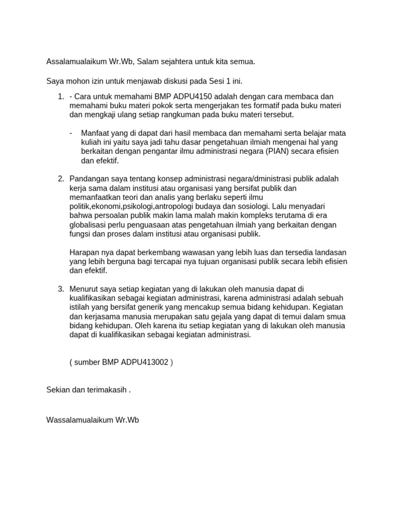 Diskusi Tuton Sesi 1 Admin Negara Dean | PDF