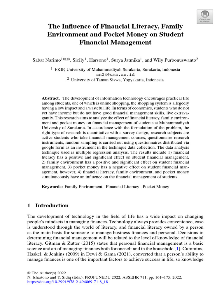 The Influence of Financial Literacy, Family Environment and Pocket ...