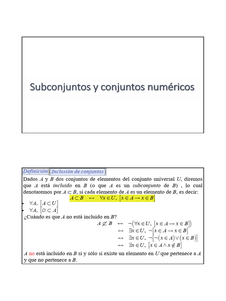 3.subconjuntos y Conjuntos Numéricos | PDF | Conjunto (Matemáticas) | Subconjunto