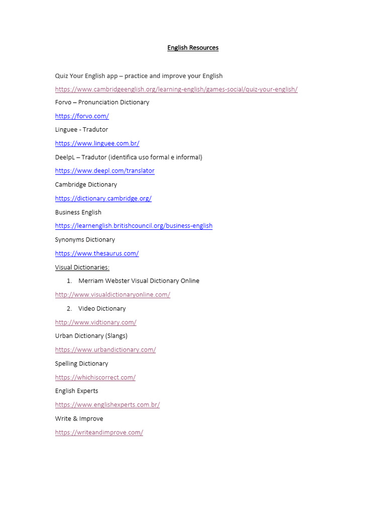 English Resources | PDF