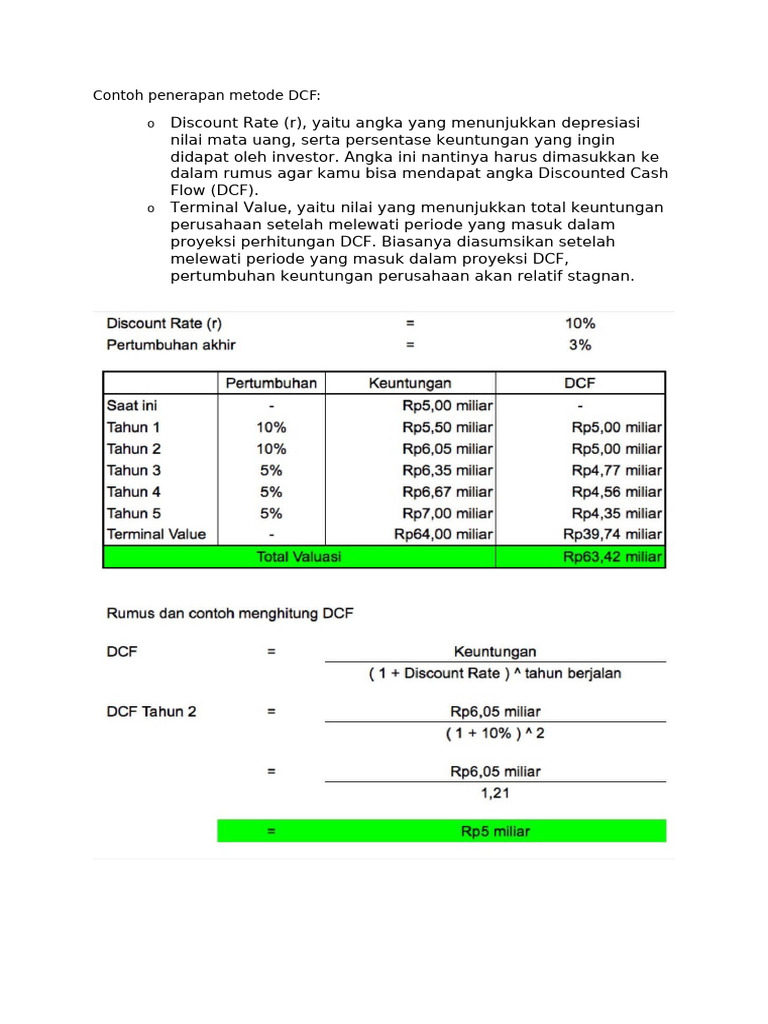 Contoh Penerapan Metode DCF | PDF
