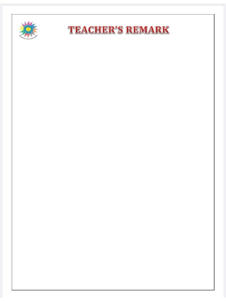 Teacher's Remark | PDF