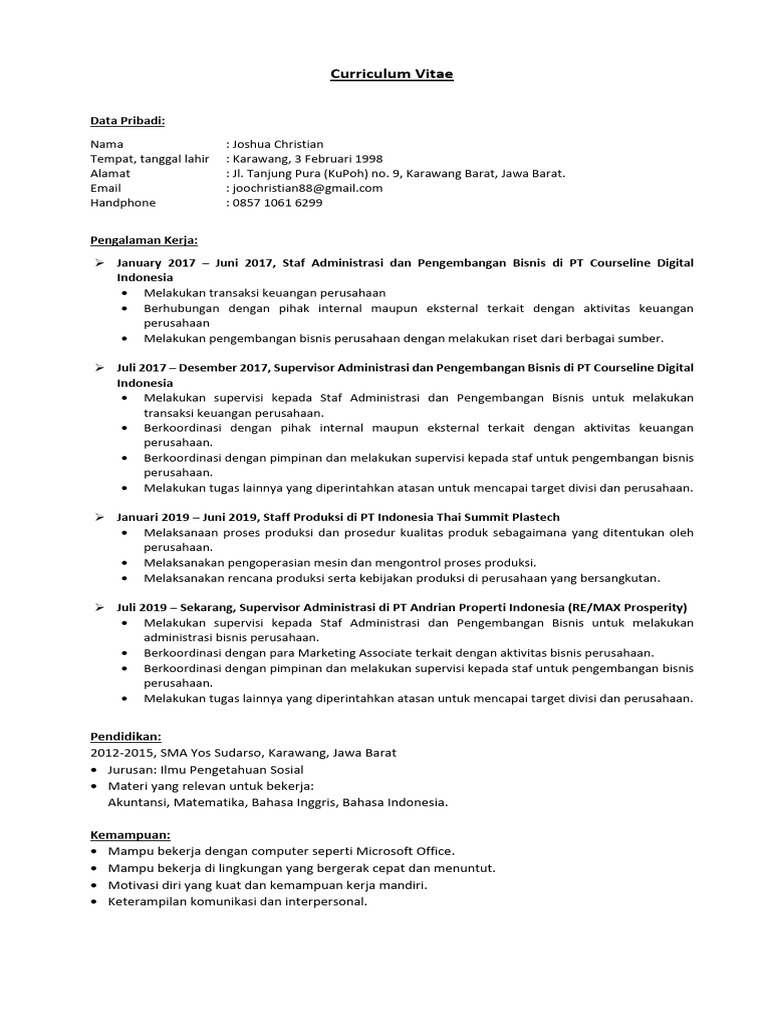 CV - Joshua Christian-1 | PDF