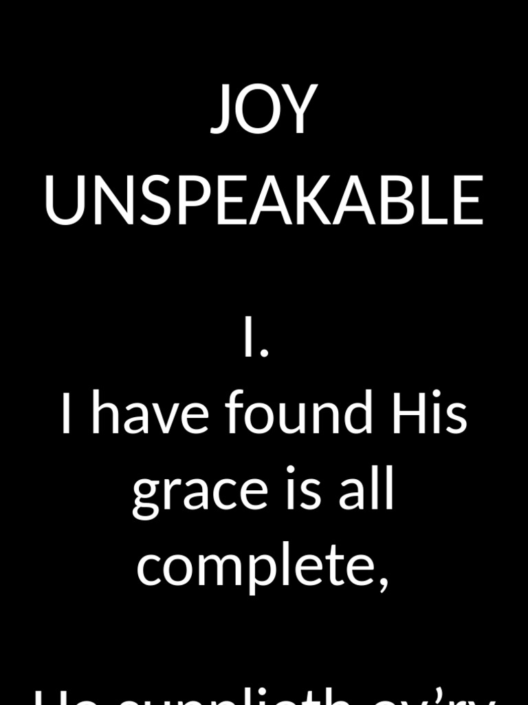 Joy Unspeakable | PDF