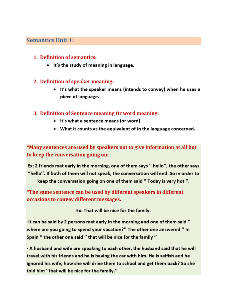 Semantics All Units | PDF