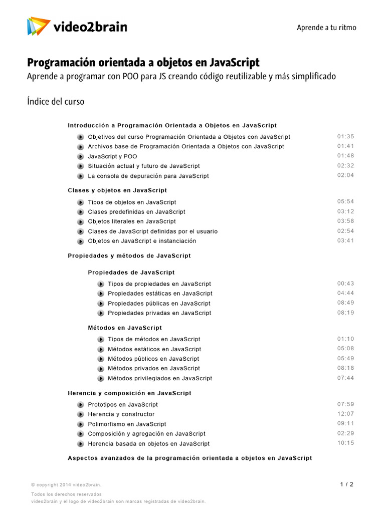 Programacion Orientada A Objetos en Javascript Toc | PDF