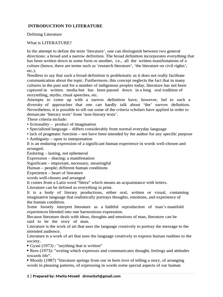 Introduction To Literature | PDF