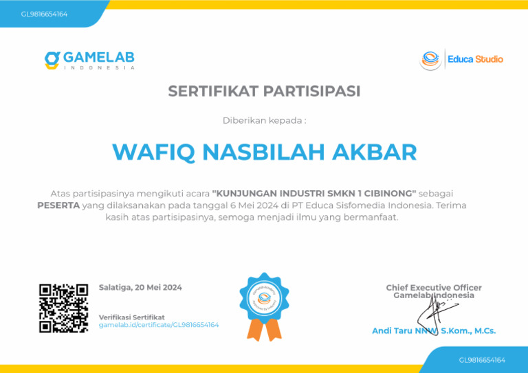 GL9816654164 Certificate | PDF