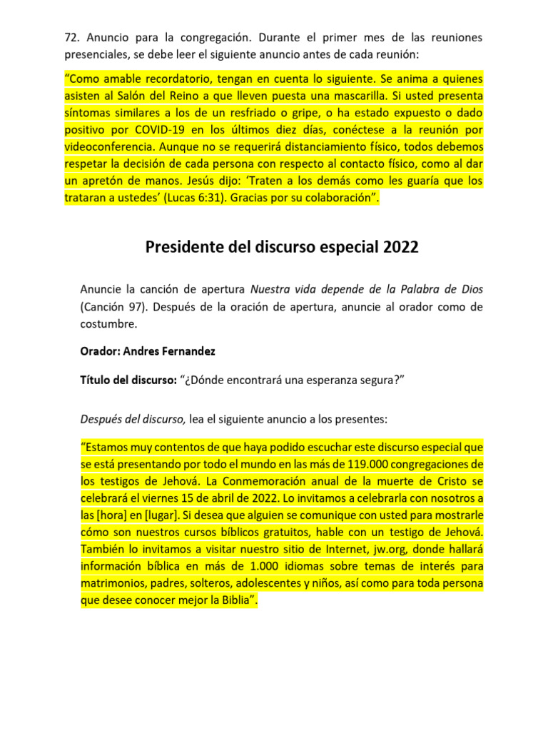 Anuncio Discurso Especial 2022 | PDF