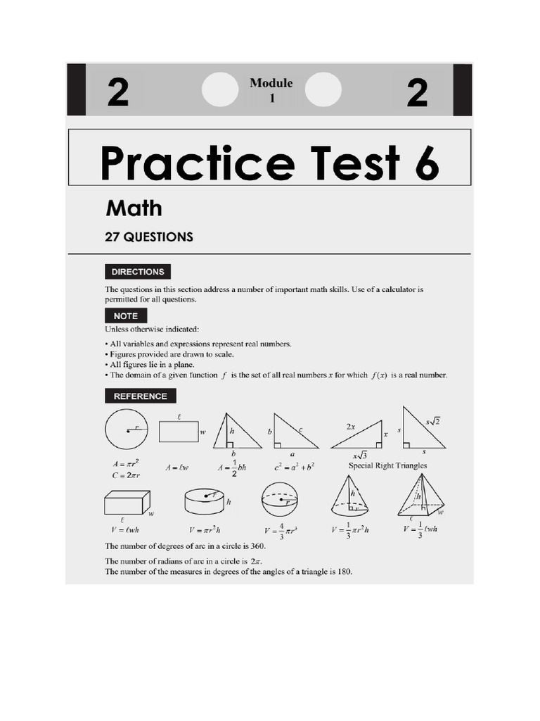 SAT Math Practice Test 6 Module 1 | PDF