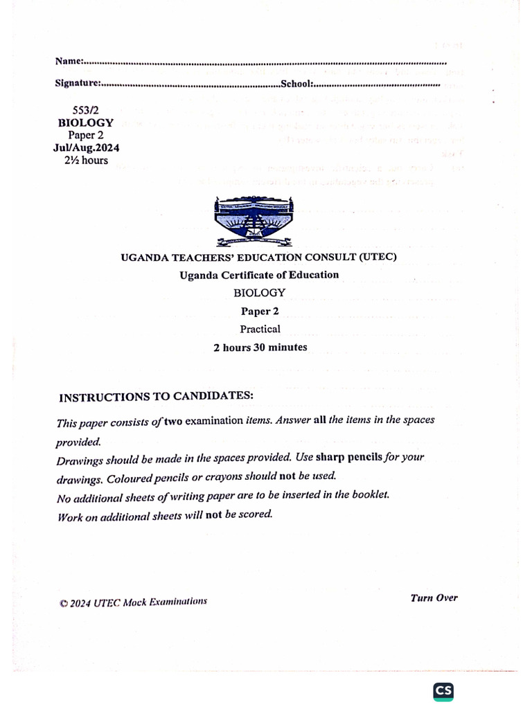 UTEC-UCE BIO 2_2024 | PDF