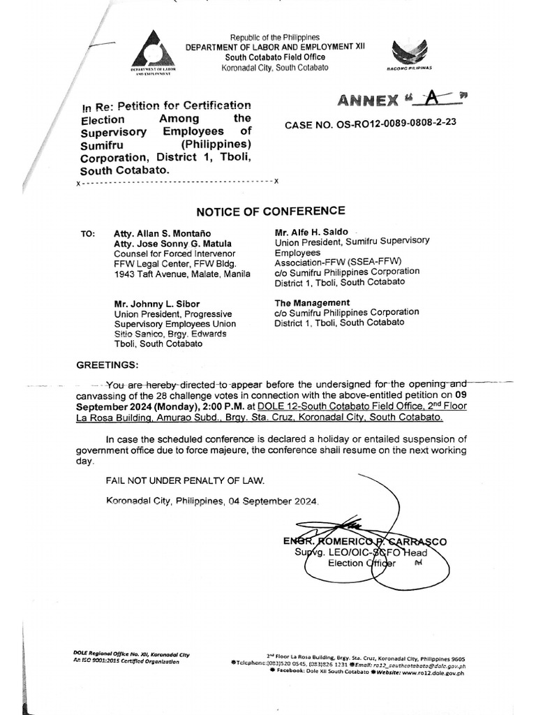 Notice of Conference (Annex A) | PDF