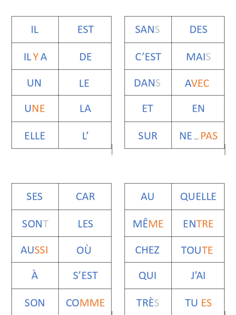 Mots Outils CP Capitales | PDF