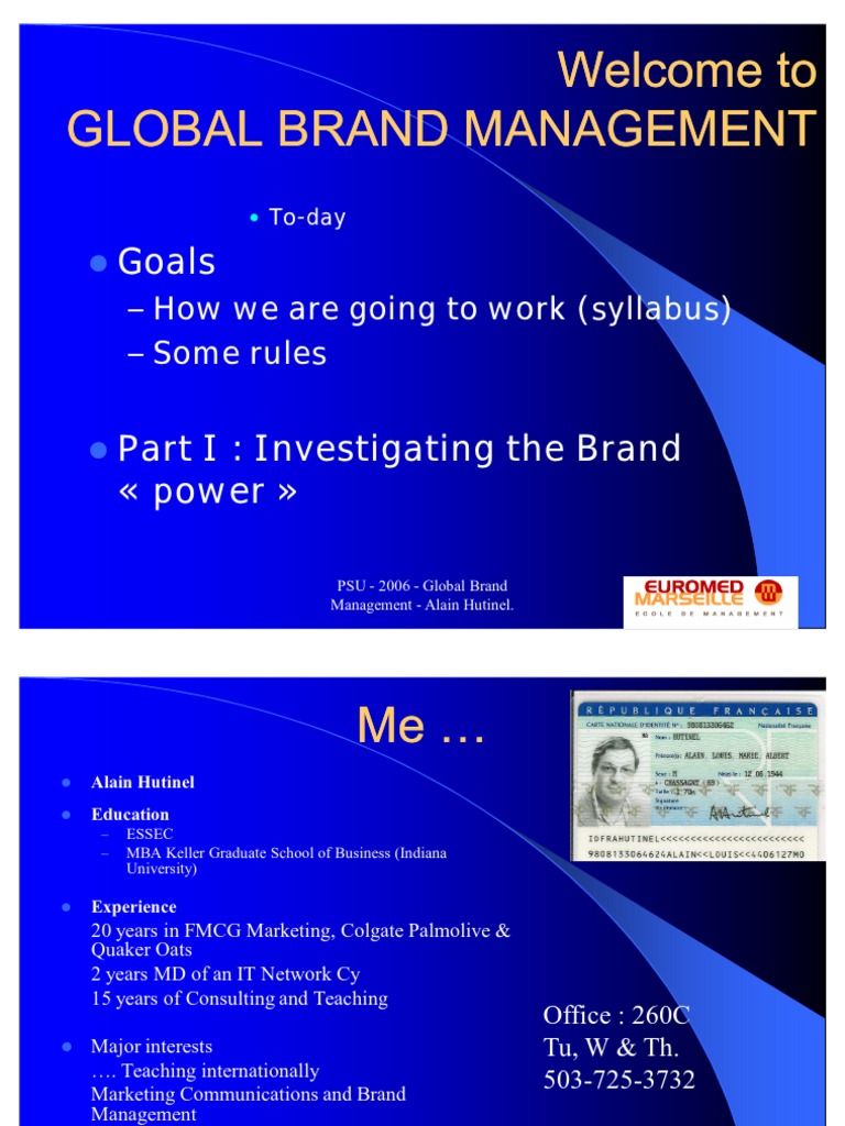 Welcome To Welcome To Global Brand Management Global Brand Management ...