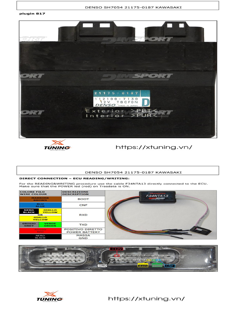 Pinout-Denso-SH7054-21175-0187-Kawasaki | PDF