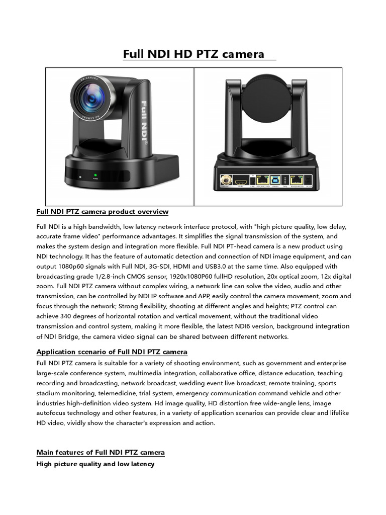Full NDI HD PTZ camera-English (language) | PDF